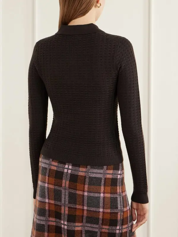Guest In Residence Shrunken Waffle Cashmere Polo Sweater