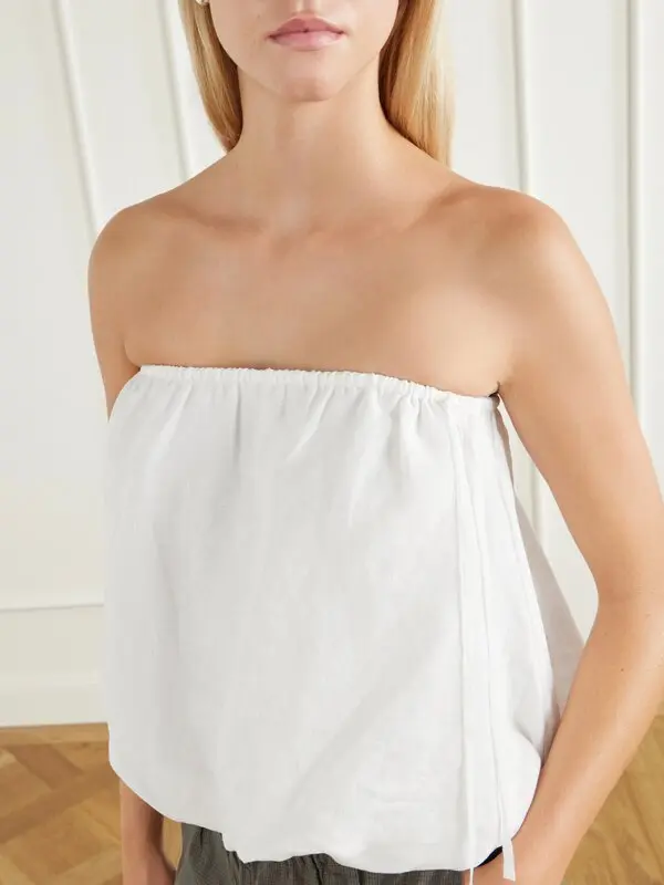 DEIJI STUDIOS Bubble Strapless Linen Bouse