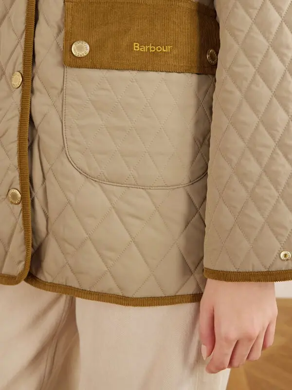 Barbour Corduroy-trimmed Logo-embroidered Quilted Shell Jacket