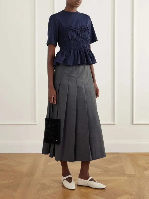 Cecilie Bahnsen Vilde Gathered Cotton-stretch Jersey T-shirt