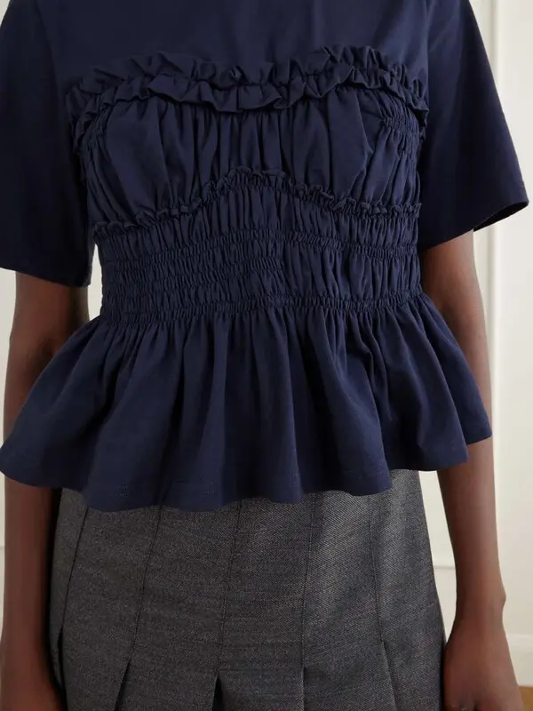 Cecilie Bahnsen Vilde Gathered Cotton-stretch Jersey T-shirt
