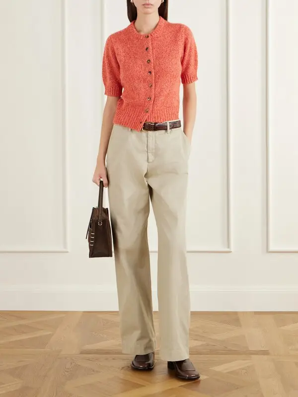Arch4 Rome Cropped Organic Cashmere And Silk-blend Cardigan - Orange