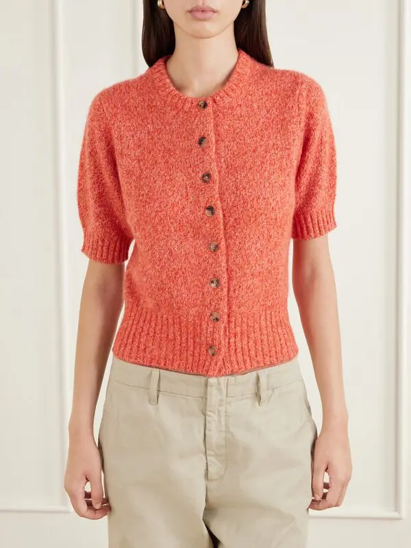 Arch4 Rome Cropped Organic Cashmere And Silk-blend Cardigan - Orange