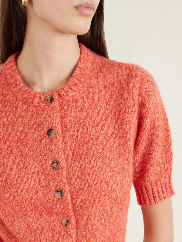 Arch4 Rome Cropped Organic Cashmere And Silk-blend Cardigan - Orange