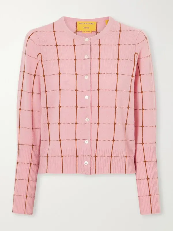 Guest In Residence Jane Checker Cashmere Cardigan - Pink