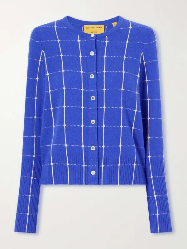 Guest In Residence Jane Checker Cashmere Cardigan