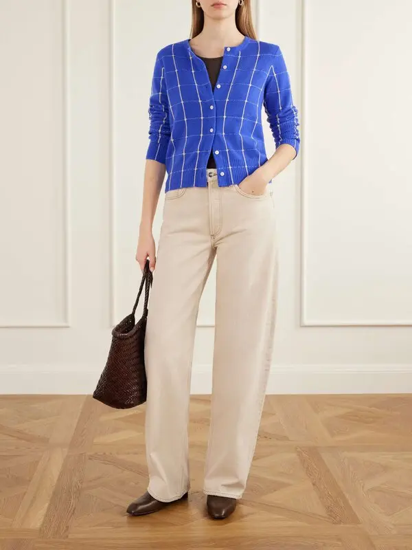 Guest In Residence Jane Checker Cashmere Cardigan