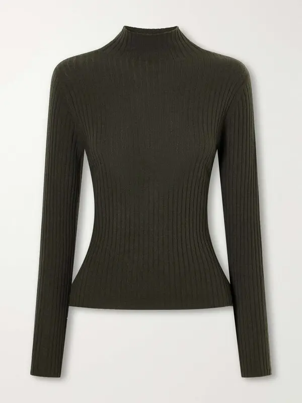 Arch4 Ariana Ribbed Organic Cashmere Turtleneck Sweater