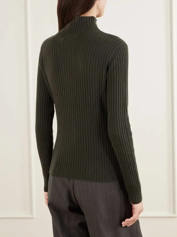 Arch4 Ariana Ribbed Organic Cashmere Turtleneck Sweater
