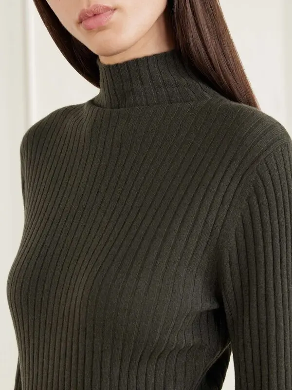 Arch4 Ariana Ribbed Organic Cashmere Turtleneck Sweater
