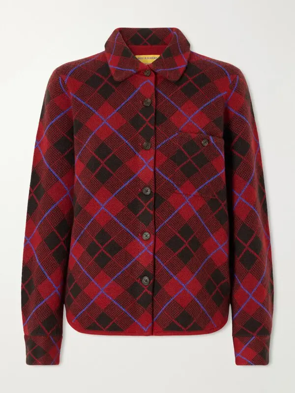 Guest In Residence Dylan Checked Cashmere Cardigan - Red
