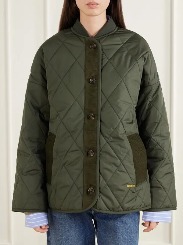 Barbour Abercorn Corduroy-trimmed Shell Quilted Jacket
