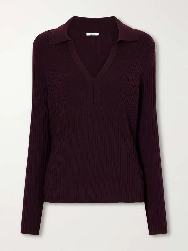 JOSEPH Ribbed Wool-blend Polo Sweater