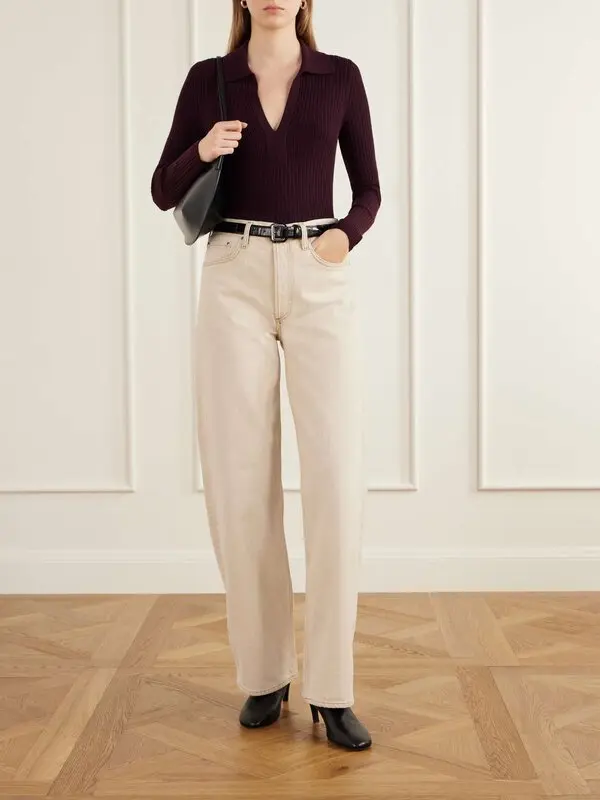 JOSEPH Ribbed Wool-blend Polo Sweater