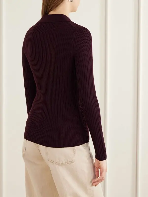 JOSEPH Ribbed Wool-blend Polo Sweater