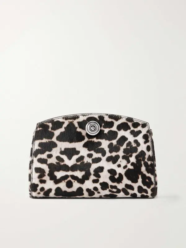 LIFFNER Pushlock Leopard-printed Calf-hair Clutch