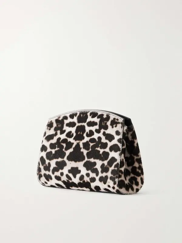 LIFFNER Pushlock Leopard-printed Calf-hair Clutch