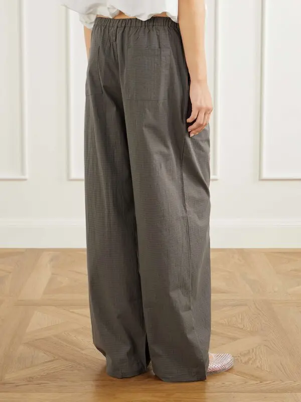 DEIJI STUDIOS Checked Organic Cotton Wide-leg Pants