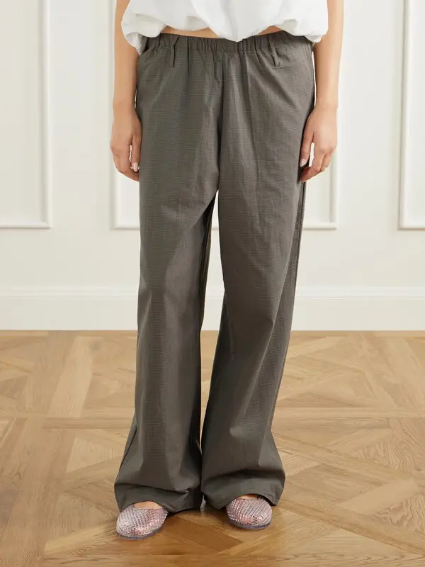 DEIJI STUDIOS Checked Organic Cotton Wide-leg Pants