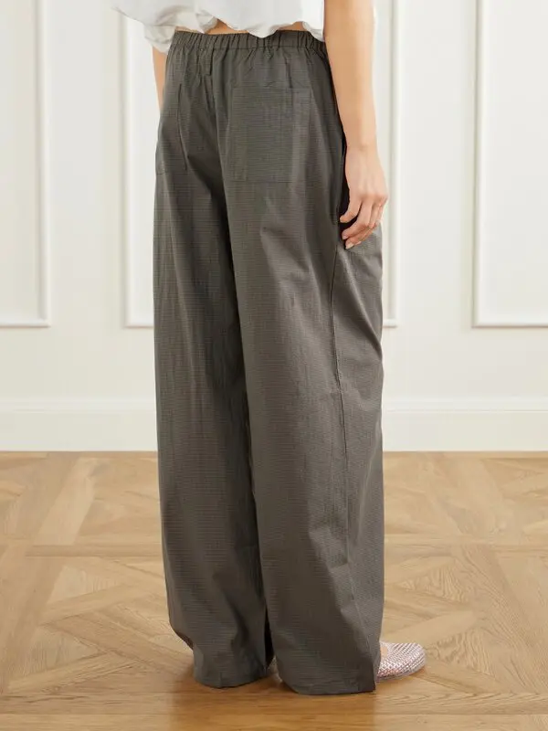 DEIJI STUDIOS Checked Organic Cotton Wide-leg Pants