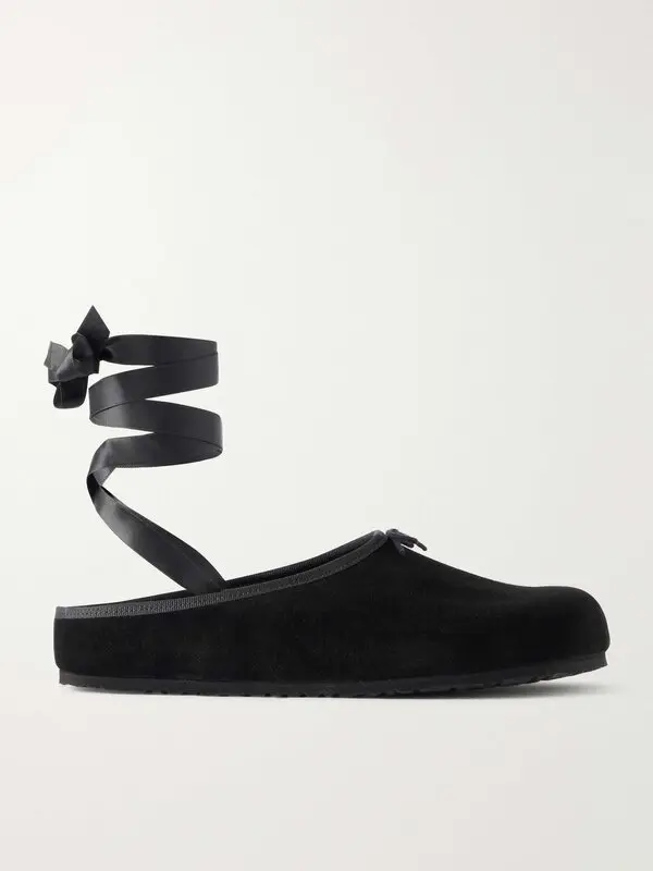 BIRKENSTOCK Repetto Opera Bow-embellished Suede Mules - Black