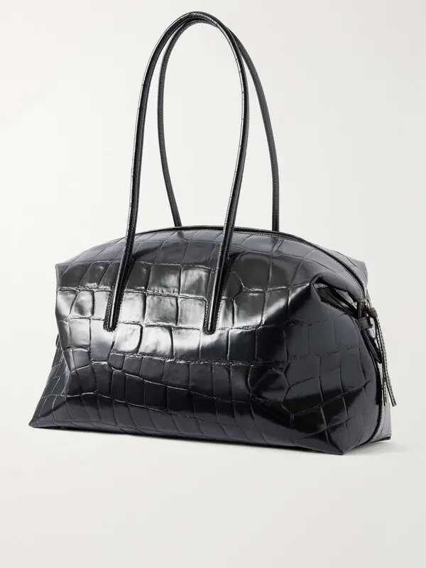 DEMELLIER The Stockholm Crocodile-effect Leather Shoulder Bag