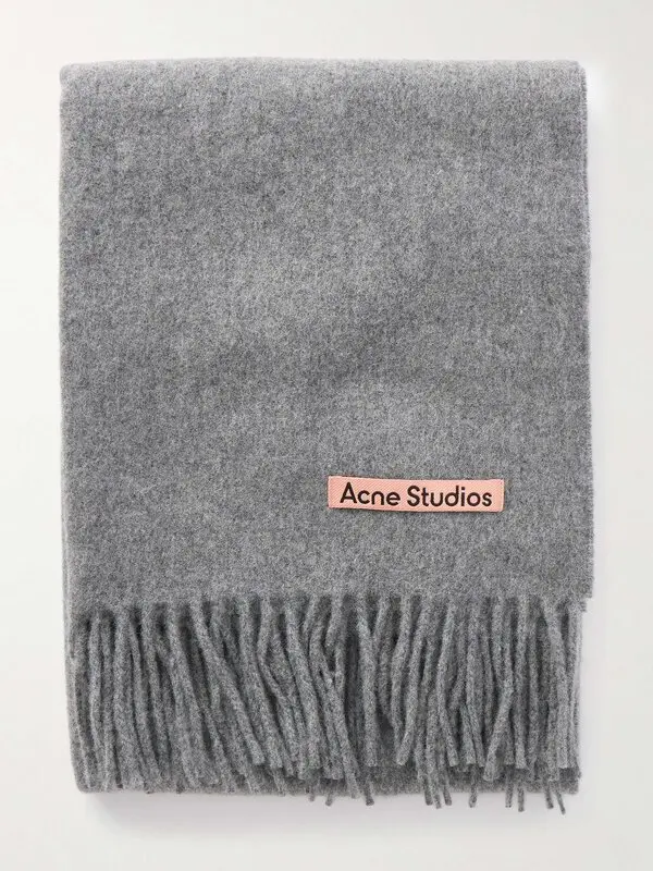 Acne Studios Fringe-detail Wool Scarf - Gray