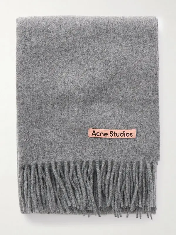 Acne Studios Fringe-detail Wool Scarf - Gray
