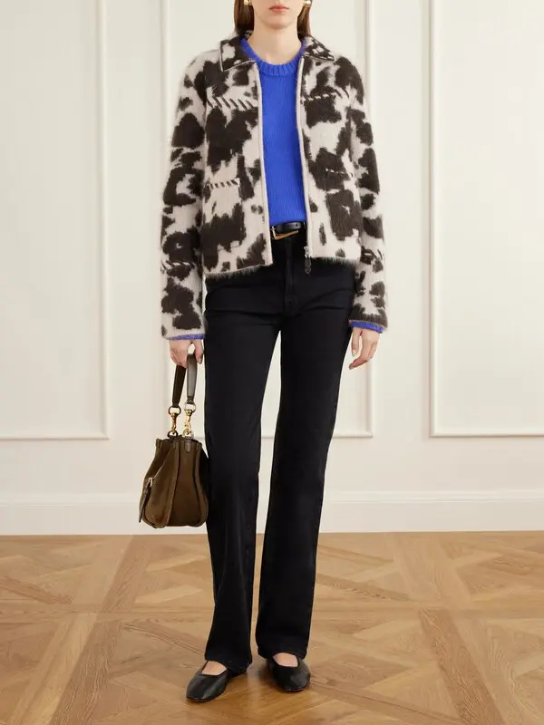 Guest In Residence Grizzly Cowhide Leather-trimmed Brushed Cashmere Jacket