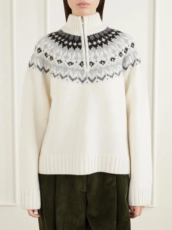 Arch4 Saint Gervais Fair Isle Cashmere Half-zip Sweater - Neutrals
