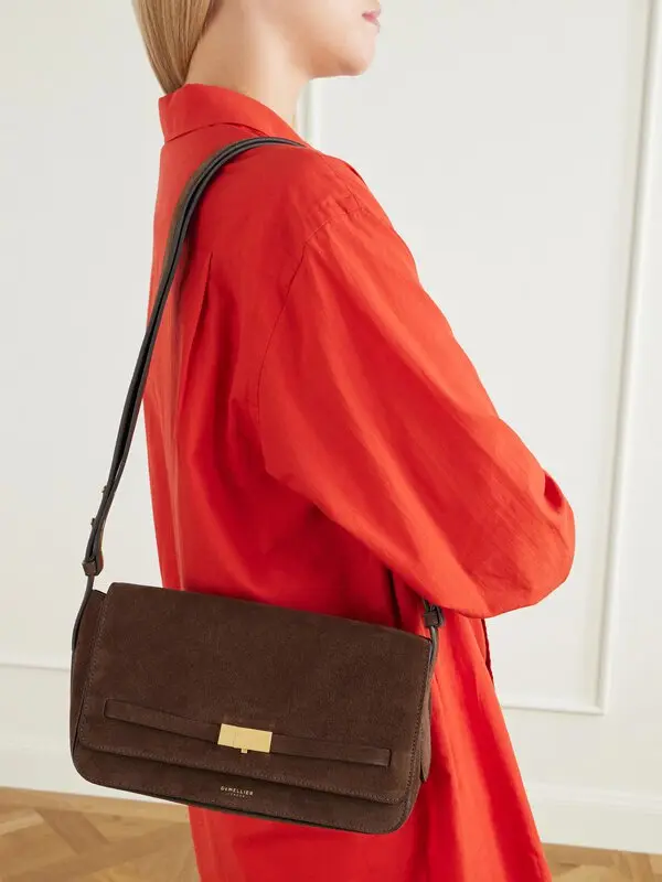 DEMELLIER The New York Crossbody Suede Shoulder Bag - Brown