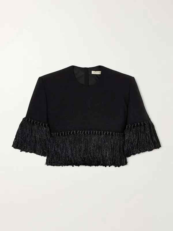 HEIRLOME Matilde Bouclé Fringed Wool-blend Blouse