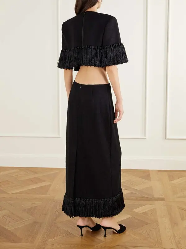 HEIRLOME Matilde Bouclé Fringed Wool-blend Blouse
