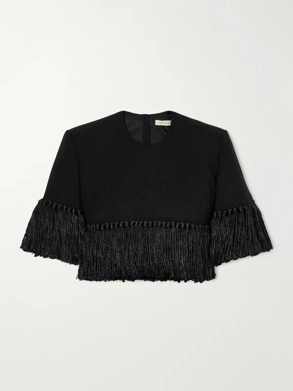 HEIRLOME Matilde Bouclé Fringed Wool-blend Blouse