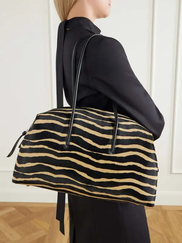 DEMELLIER The Stockholm Zebra-print Leather-trimmed Calf-hair Shoulder Bag - Zebra Print