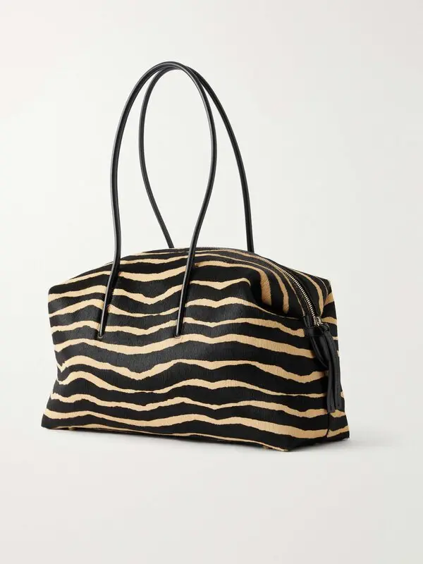 DEMELLIER The Stockholm Zebra-print Leather-trimmed Calf-hair Shoulder Bag - Zebra Print