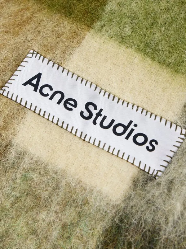 Acne Studios Fringed Checked Brushed Alpaca, Wool And Mohair-blend Scarf