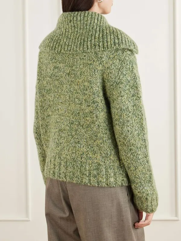 Arch4 Etta Tweed Cashmere Cardigan - Lime Green
