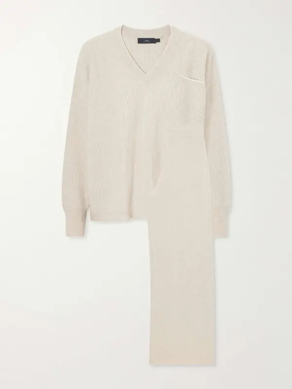 Arch4 Partridges Ribbed Cashmere Sweater And Pants Set - Sand