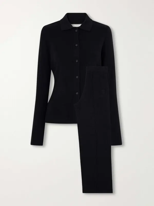 Olivia Von Halle Dree Silk And Cashmere-blend Pajama Set - Black