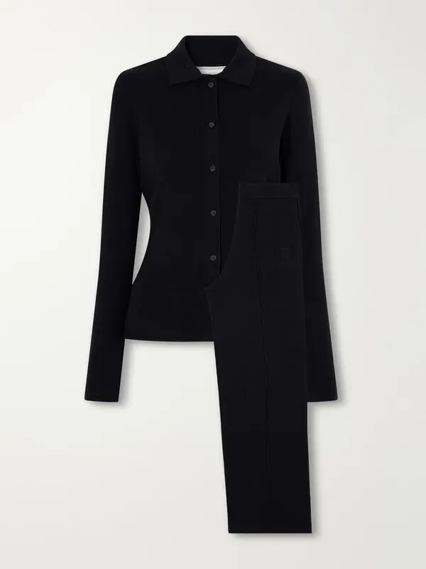 Olivia Von Halle Dree Silk And Cashmere-blend Pajama Set - Black