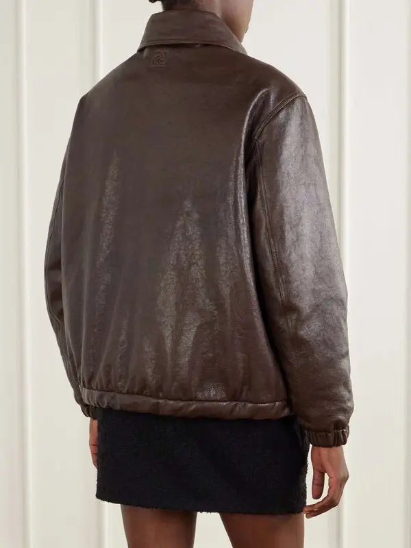 Magda Butrym Leather Blouson Jacket - Dark Brown
