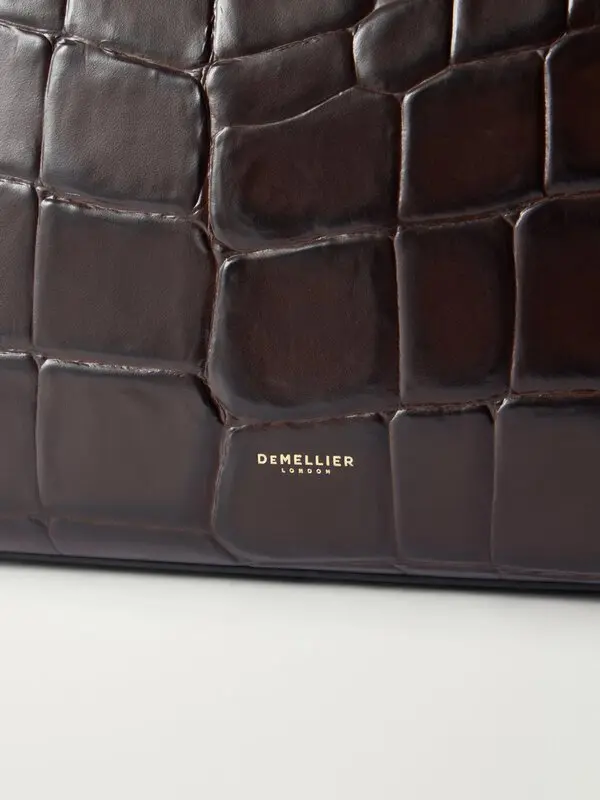 DEMELLIER The Midi Hudson Crocodile-effect Leather Tote - Brown