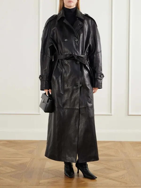 Magda Butrym Double-breasted Full-grain Leather Trench Coat