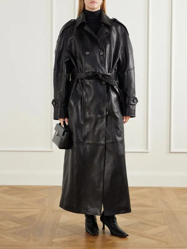 Magda Butrym Double-breasted Full-grain Leather Trench Coat