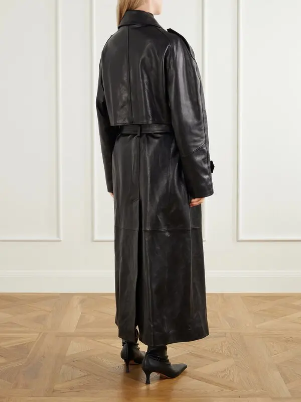 Magda Butrym Double-breasted Full-grain Leather Trench Coat