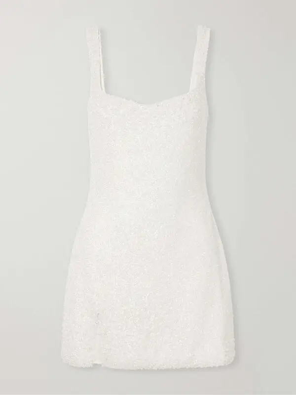 CLIO PEPPIATT Venus Beaded Tulle Mini Dress