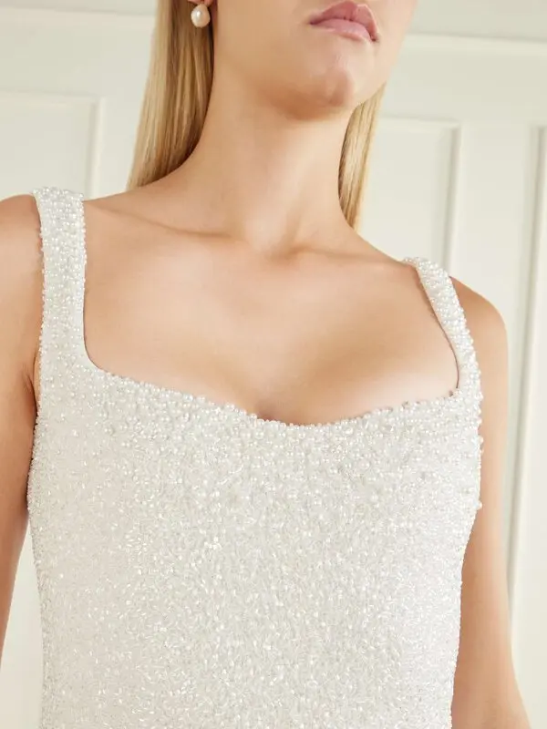 CLIO PEPPIATT Venus Beaded Tulle Mini Dress