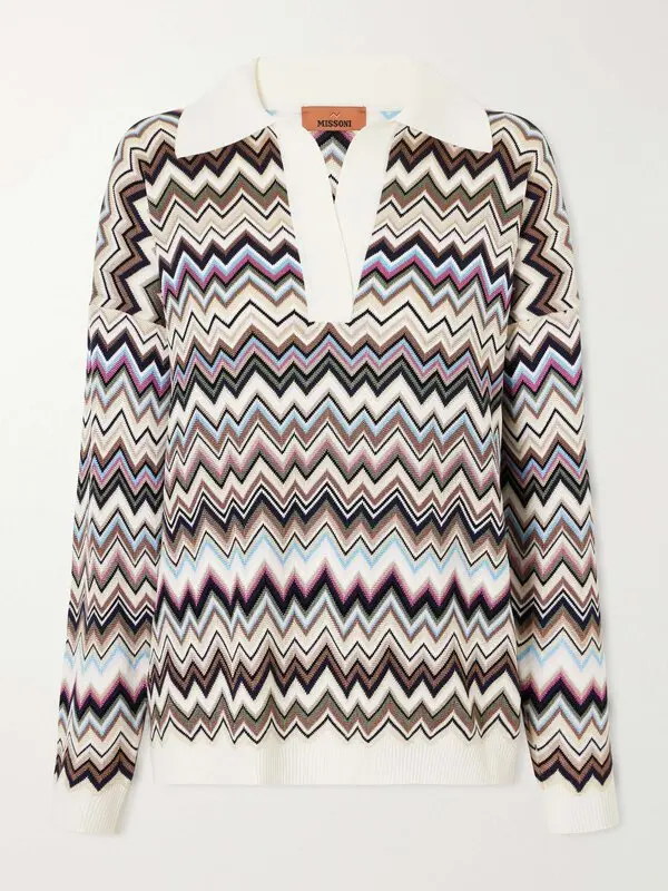 Missoni Striped Knitted Polo Sweater
