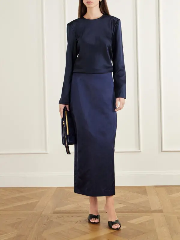 HEIRLOME Sandrita Duchesse Silk-satin Maxi Skirt